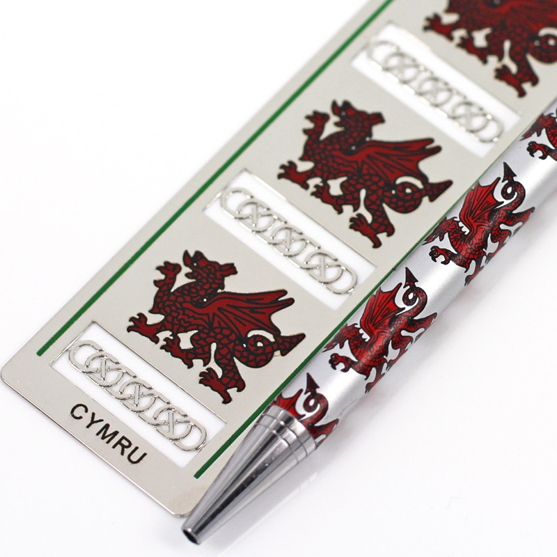 Pen and Bookmark Set Welsh Dragon