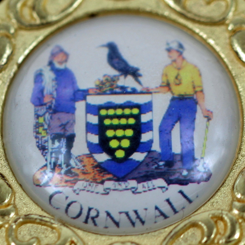 Key Ring Cornwall Coat of Arms with Leather Backing