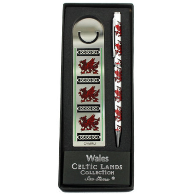 Pen and Bookmark Set Welsh Dragon