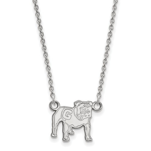 Georgia Bulldog Mascot Sterling Silver Necklace