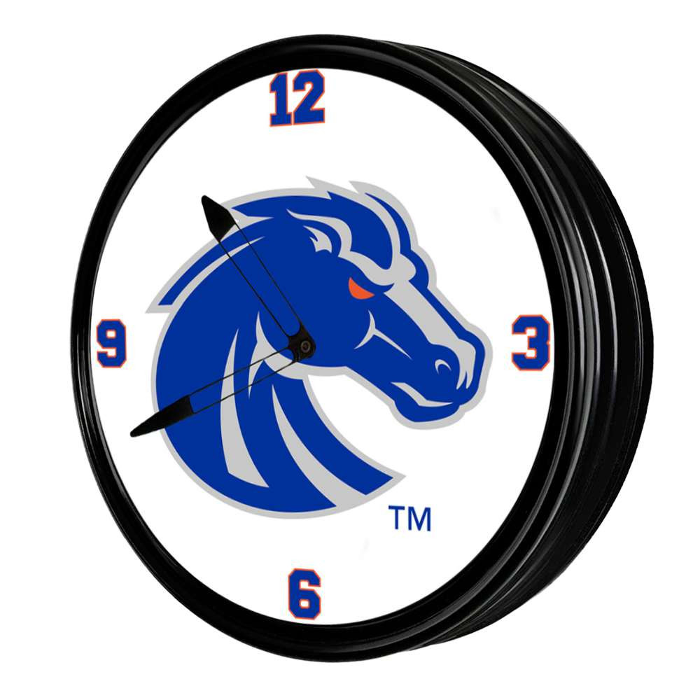 Boise State Broncos: Retro Lighted Wall Clock - Blue / White