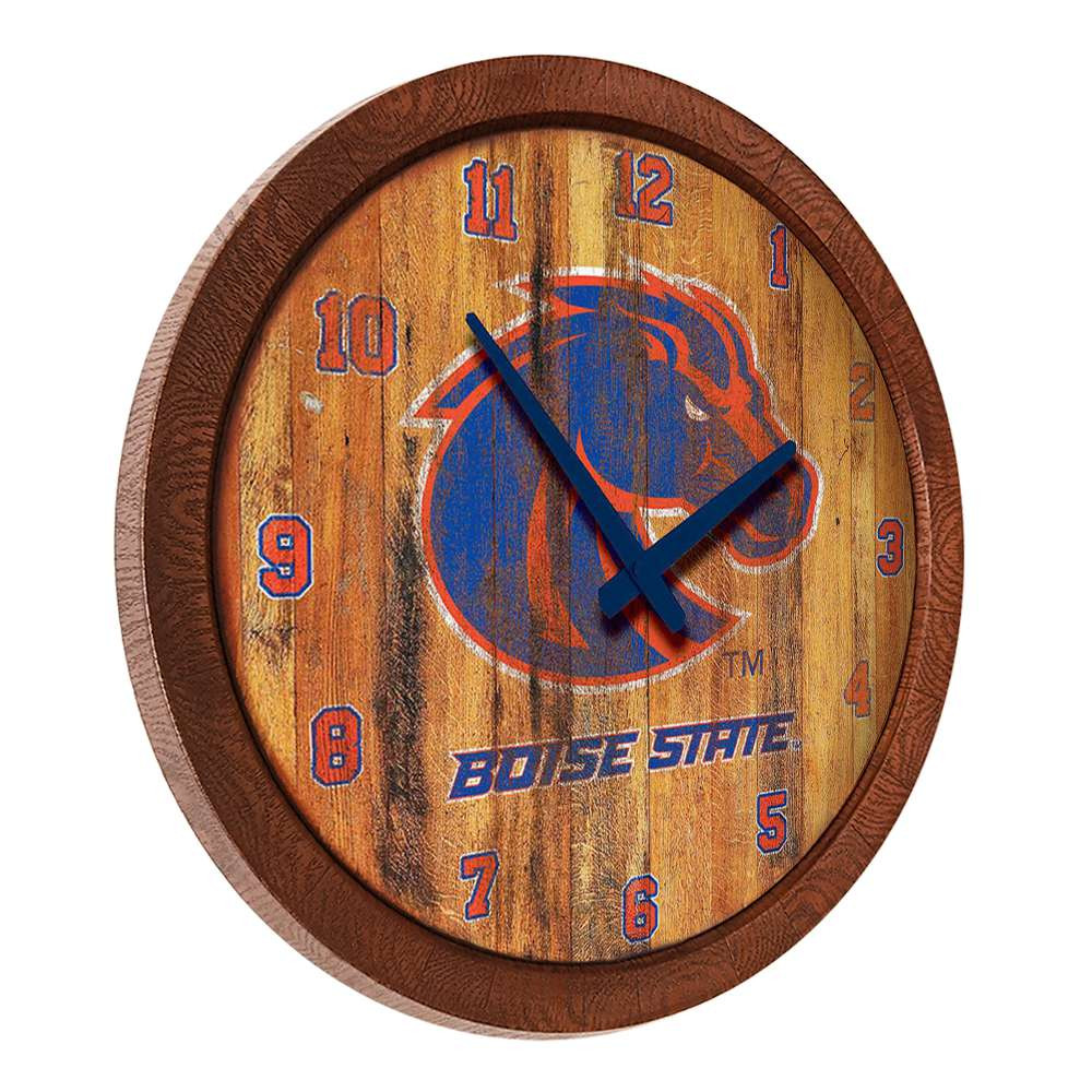 Boise State Broncos: Weathered Faux Barrel Top Wall Clock