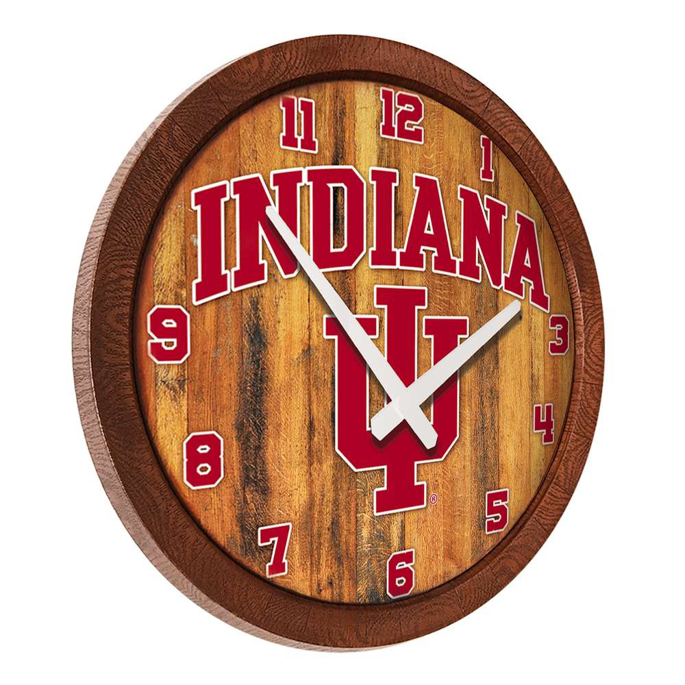Indiana Hoosiers: Faux Barrel Top Wall Clock