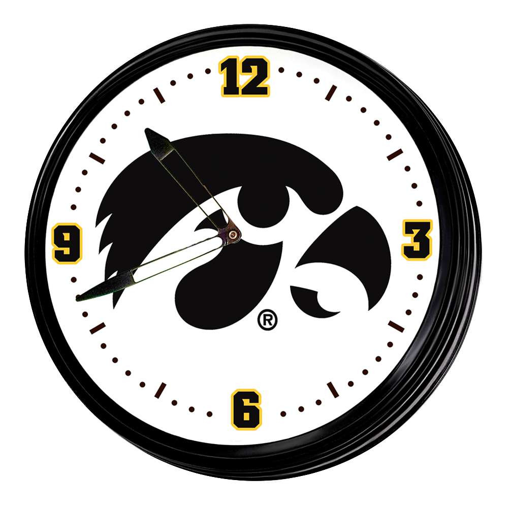 Iowa Hawkeyes: Retro Lighted Wall Clock