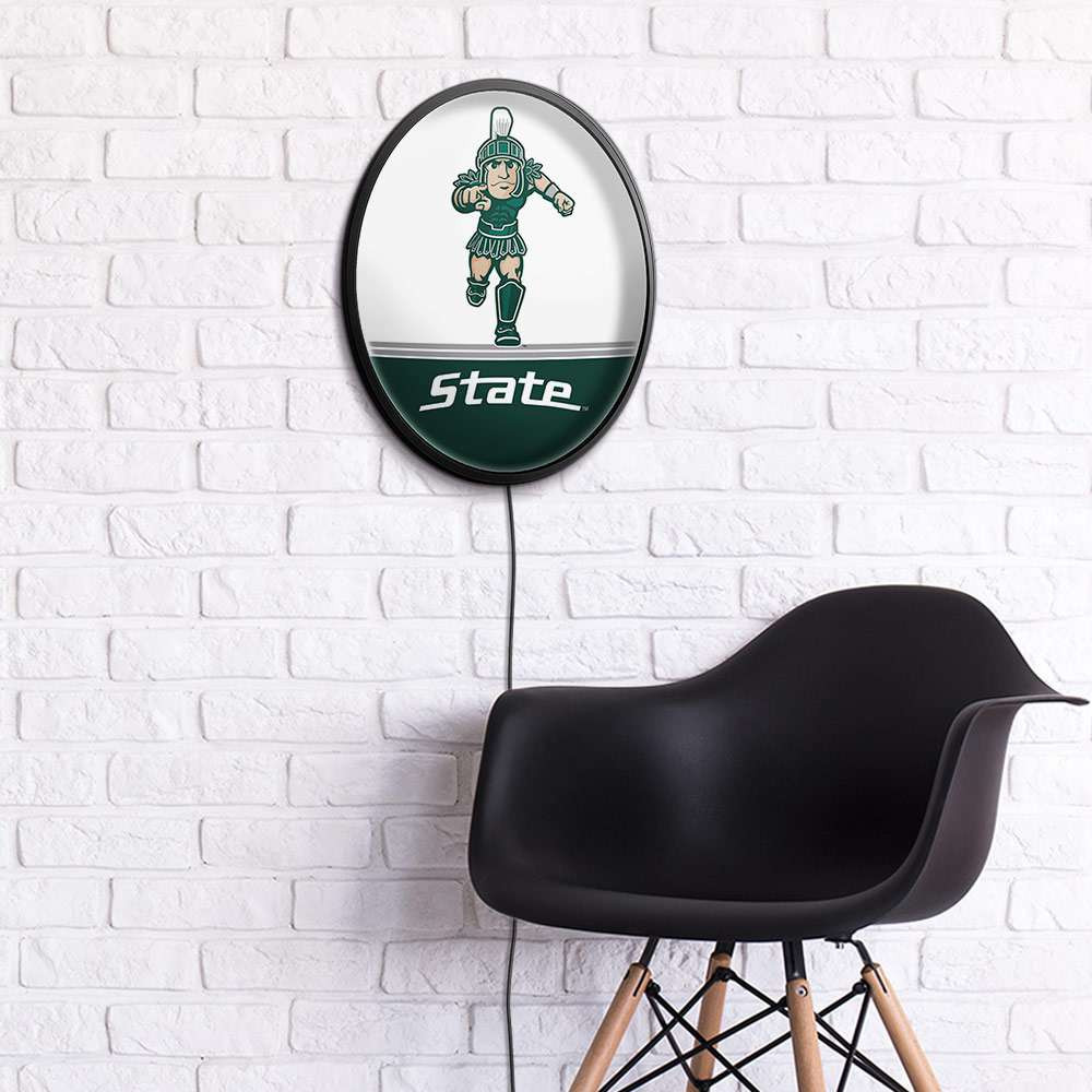 Michigan State Spartans: Sparty - Oval Slimline Lighted Wall Sign