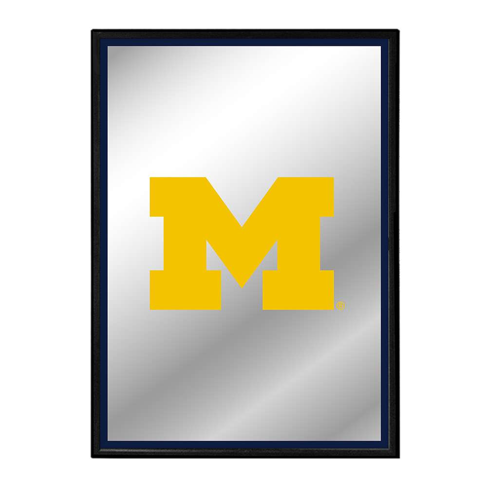 Michigan Wolverines: Block M - Framed Mirrored Wall Sign - Blue Edge