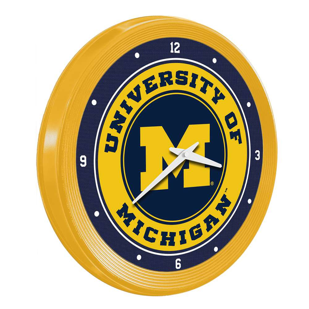 Michigan Wolverines: Ribbed Frame Wall Clock