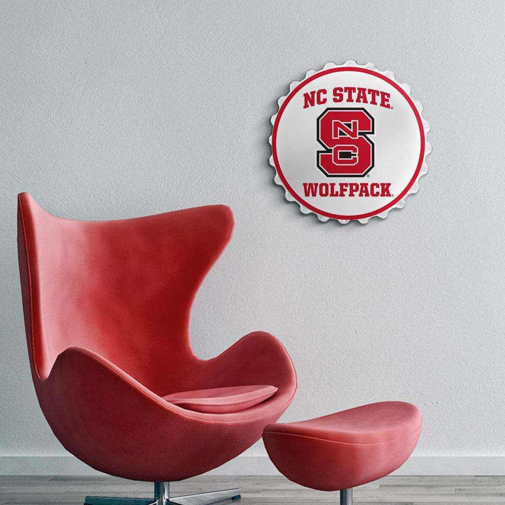 NC State Wolfpack: Block S - Bottle Cap Wall Sign - White