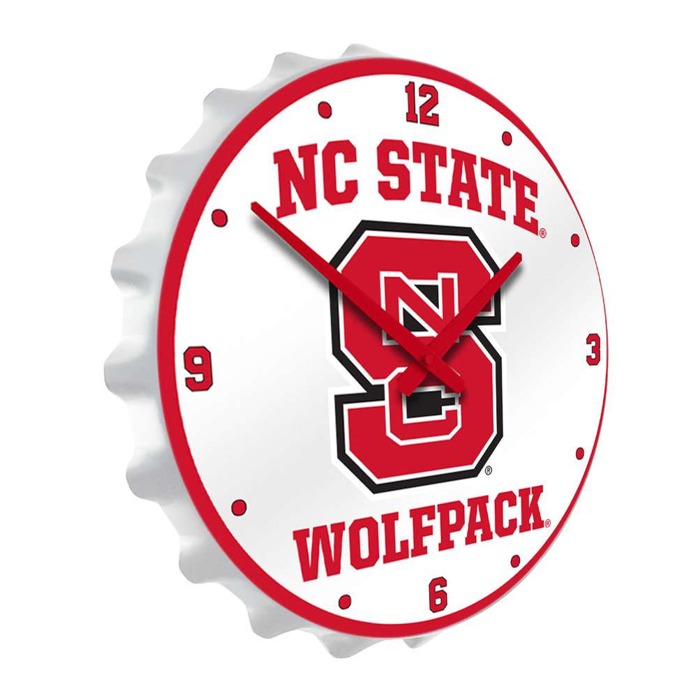 NC State Wolfpack: Bottle Cap Wall Clock - White