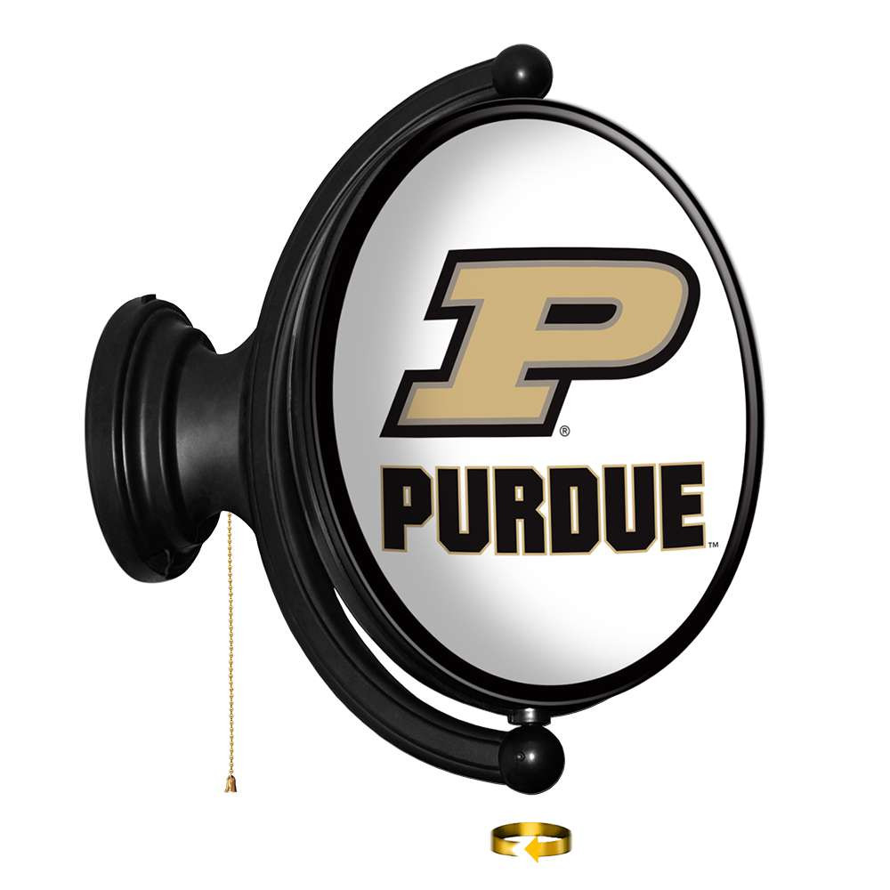 Purdue Boilermakers: Original Oval Rotating Lighted Wall Sign - White