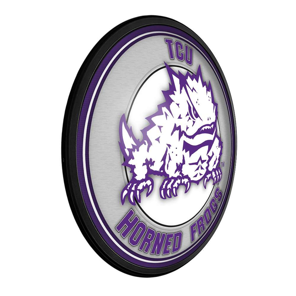 TCU Horned Frogs: Mascot - Round Slimline Lighted Wall Sign