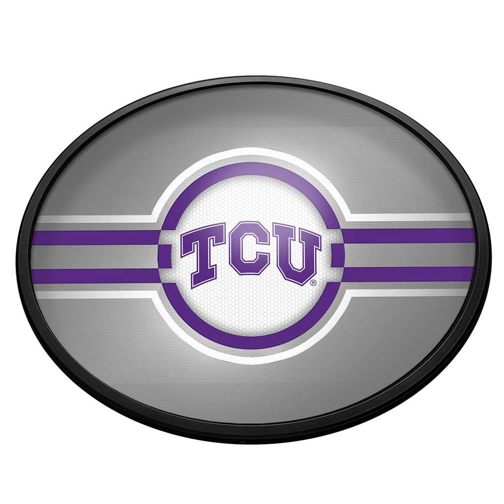TCU Horned Frogs: Oval Slimline Lighted Wall Sign - Gray