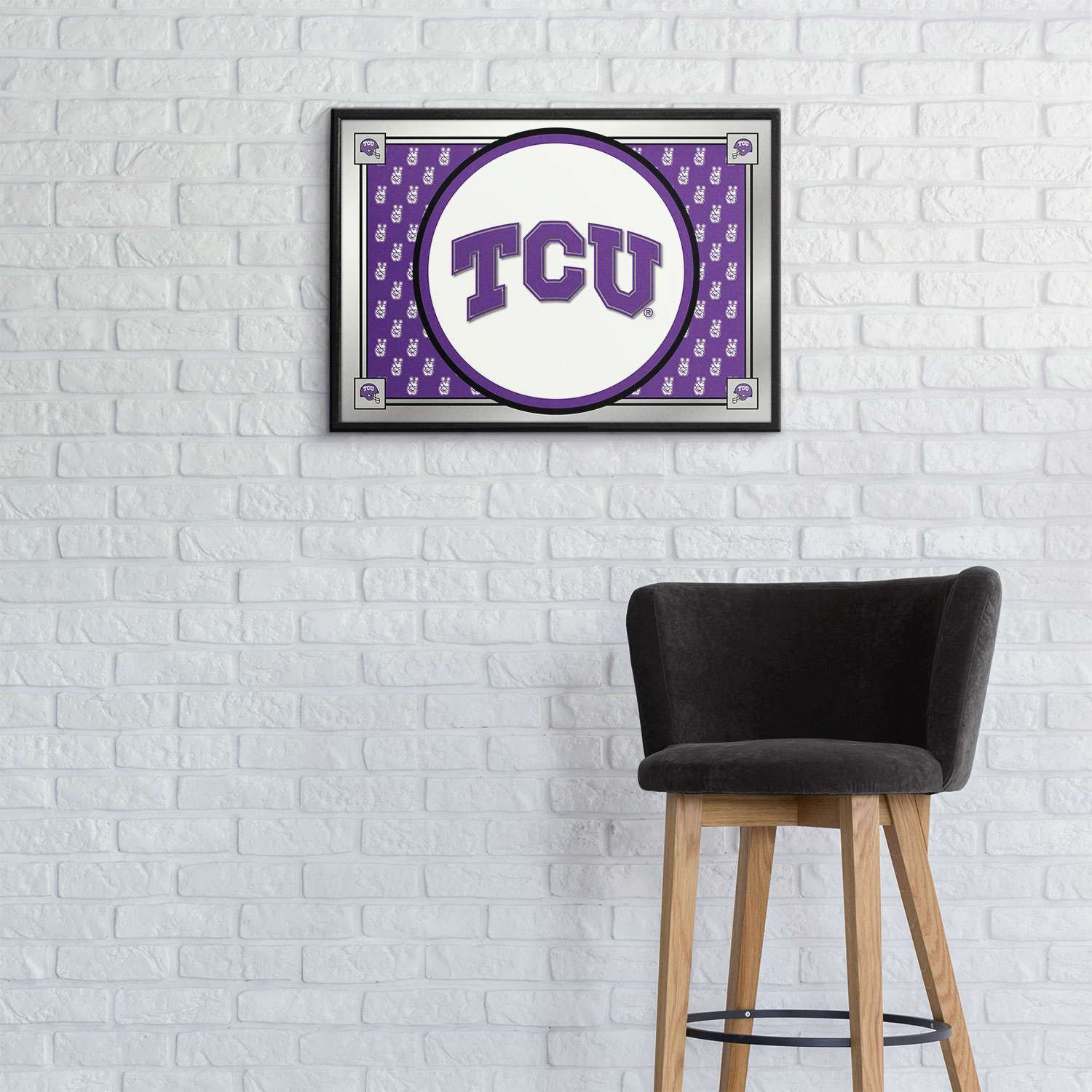 TCU Horned Frogs: Team Spirit - Framed Mirrored Wall Sign - Purple