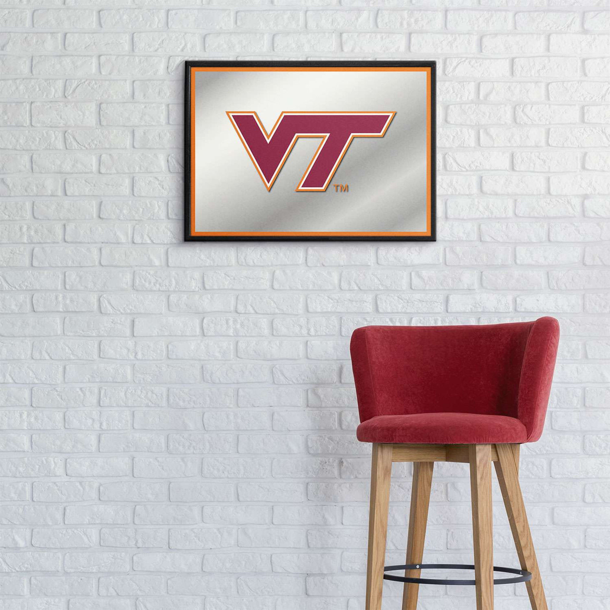 Virginia Tech Hokies: Framed Mirrored Wall Sign - Orange Edge