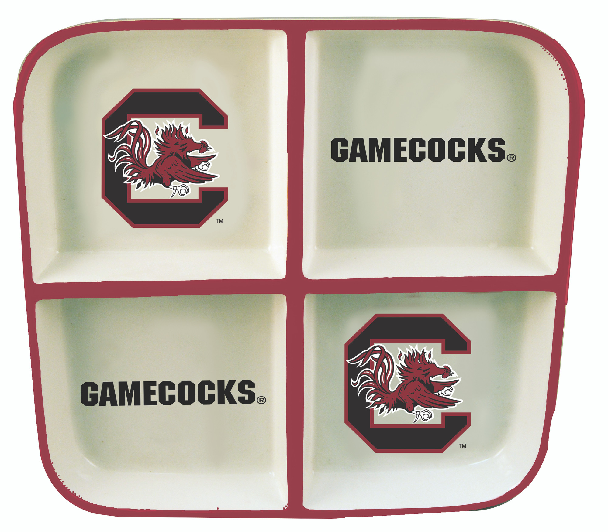 South Carolina Gamecocks 4 Section Square Tray