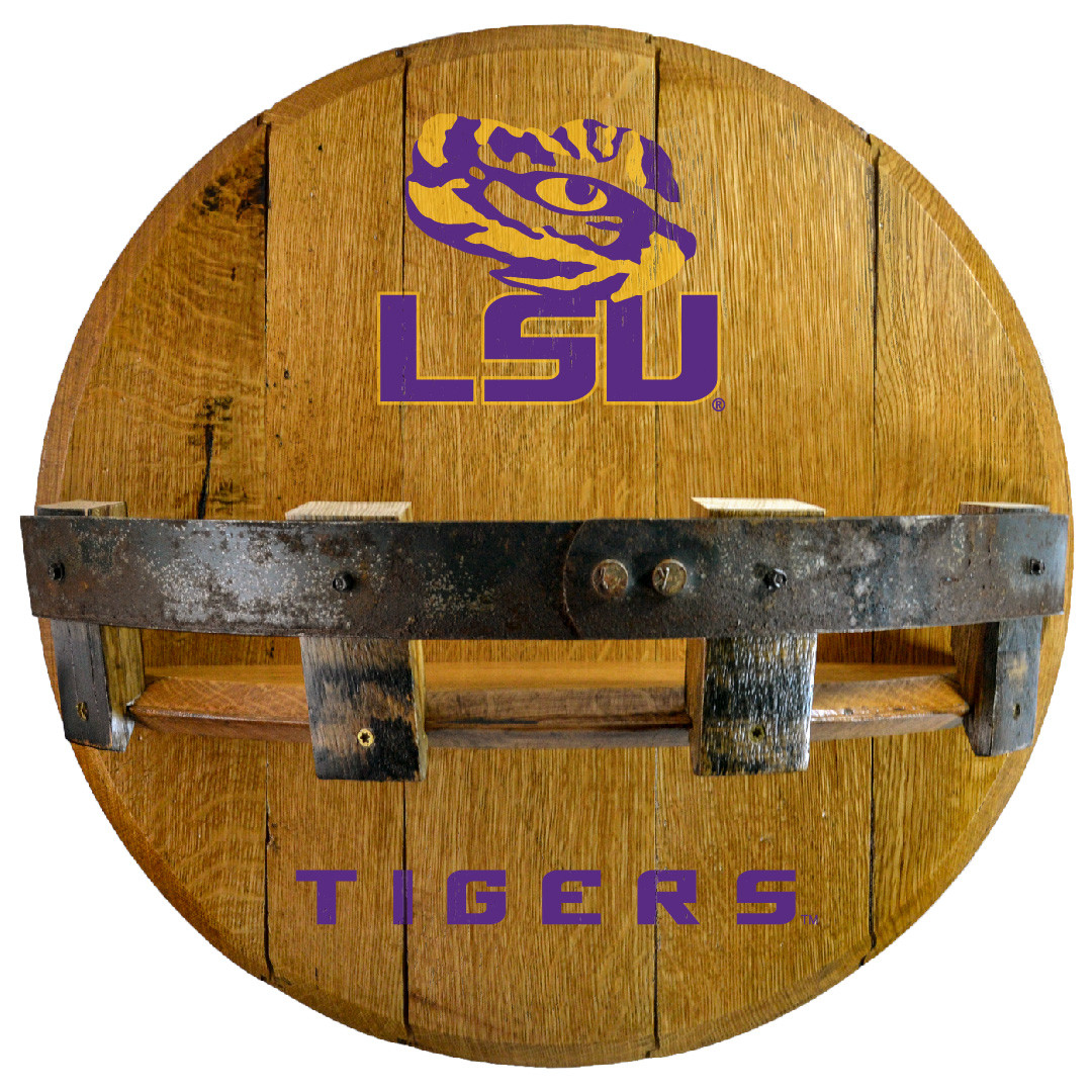 LSU Tigers Oak Barrel Shelf