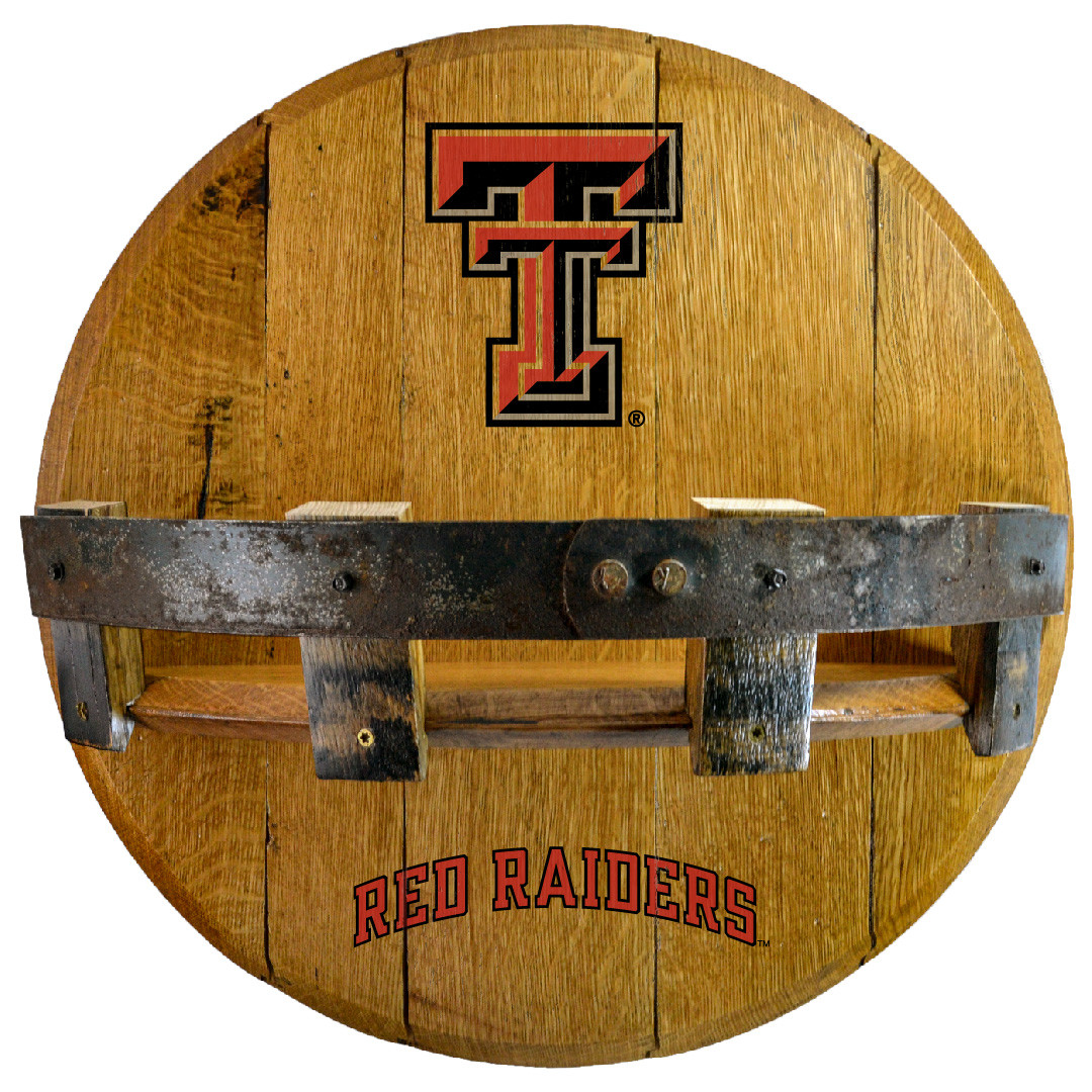 Texas Tech Red Raiders Oak Barrel Shelf