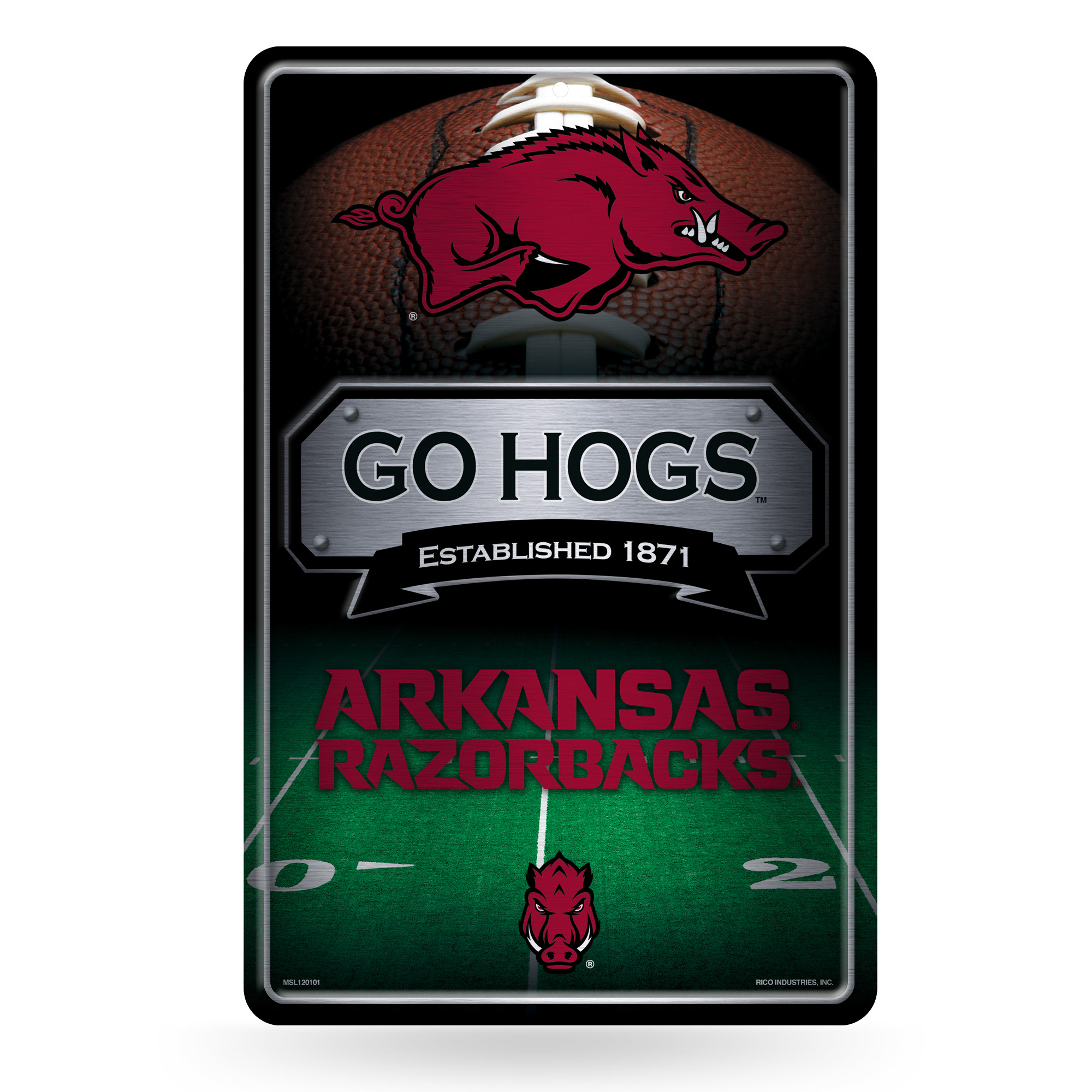 Arkansas Razorbacks metal home decor sign
