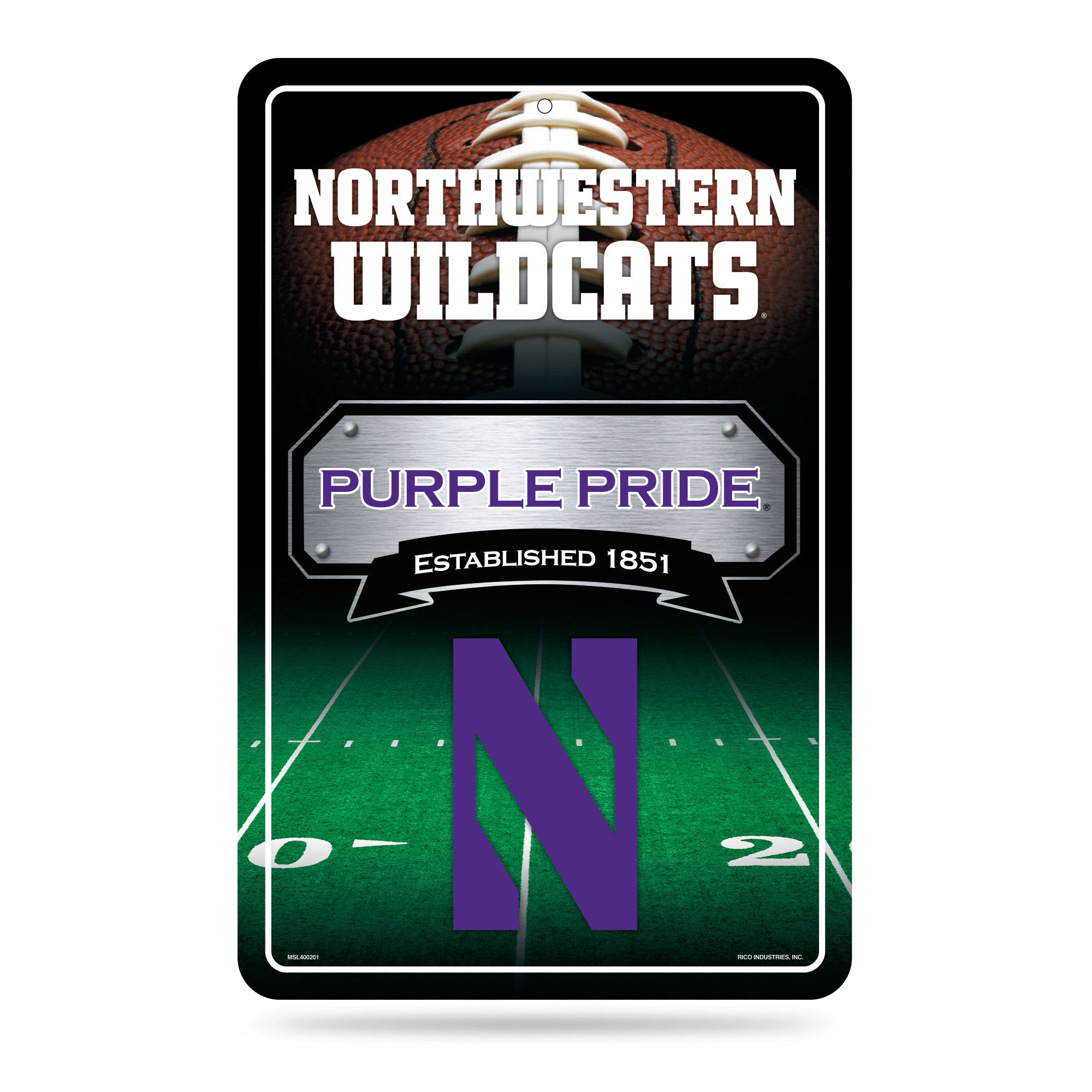 Northwestern Wildcats metal home decor sign