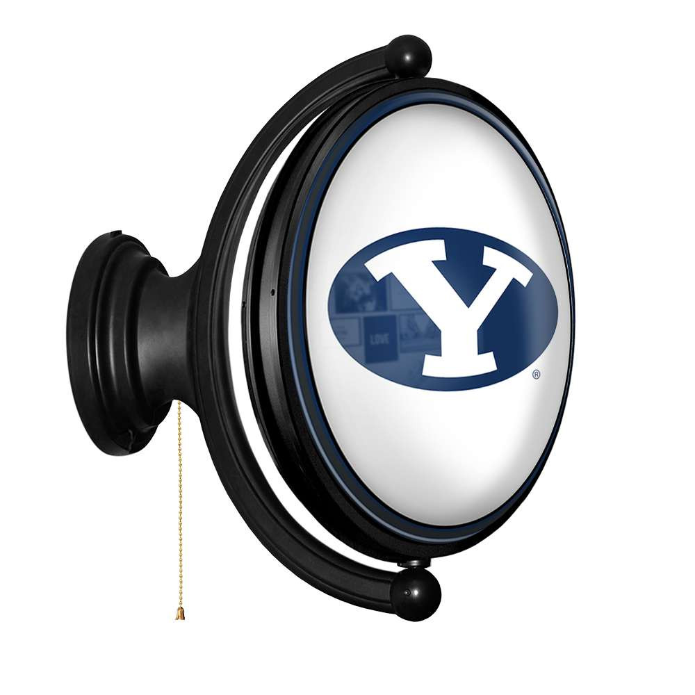 BYU Cougars: Original Oval Rotating Lighted Wall Sign - White