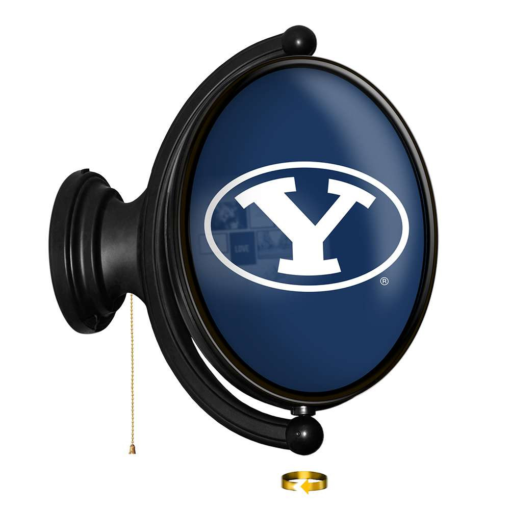 BYU Cougars: Original Oval Rotating Lighted Wall Sign - Blue