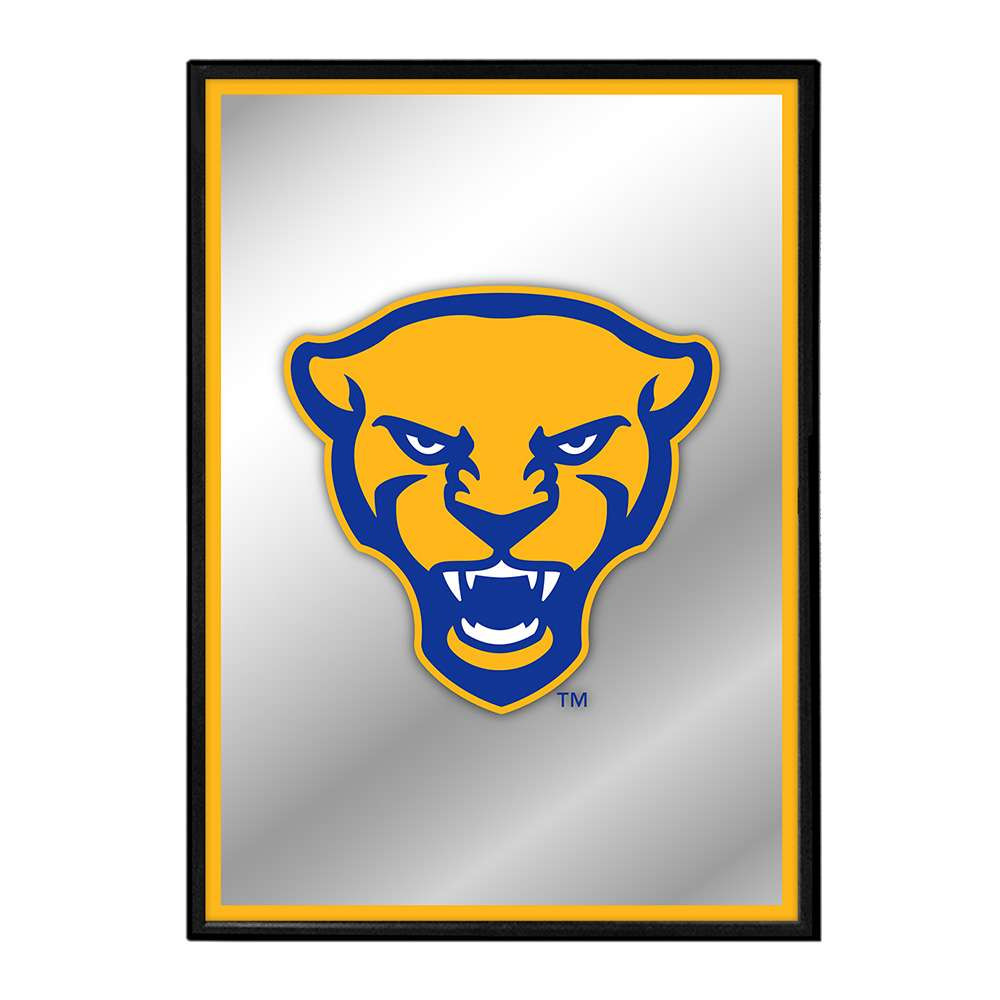 Pittsburgh Panthers: Mascot - Framed Mirrored Wall Sign - Gold Edge