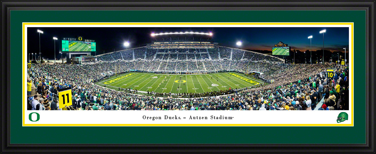 Oregon Ducks Panoramic Photo Deluxe Matted Frame - Autzen Stadium
