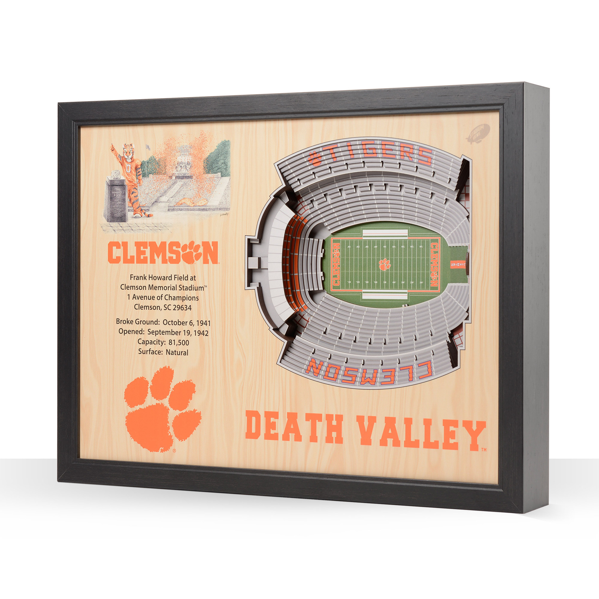 Clemson Tigers 25-Layer StadiumView Wall Art