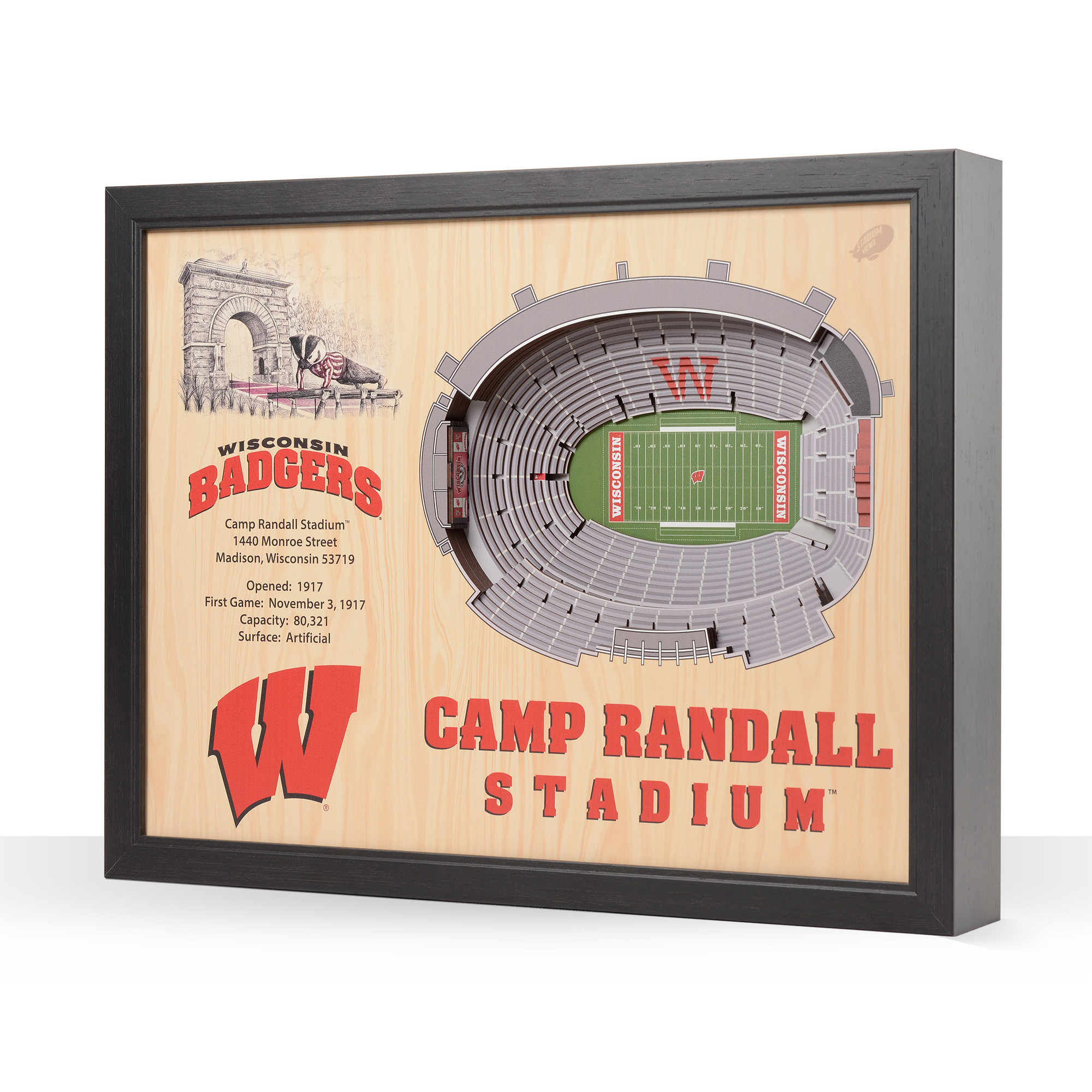 Wisconsin Badgers Football 25-Layer StadiumView Wall Art