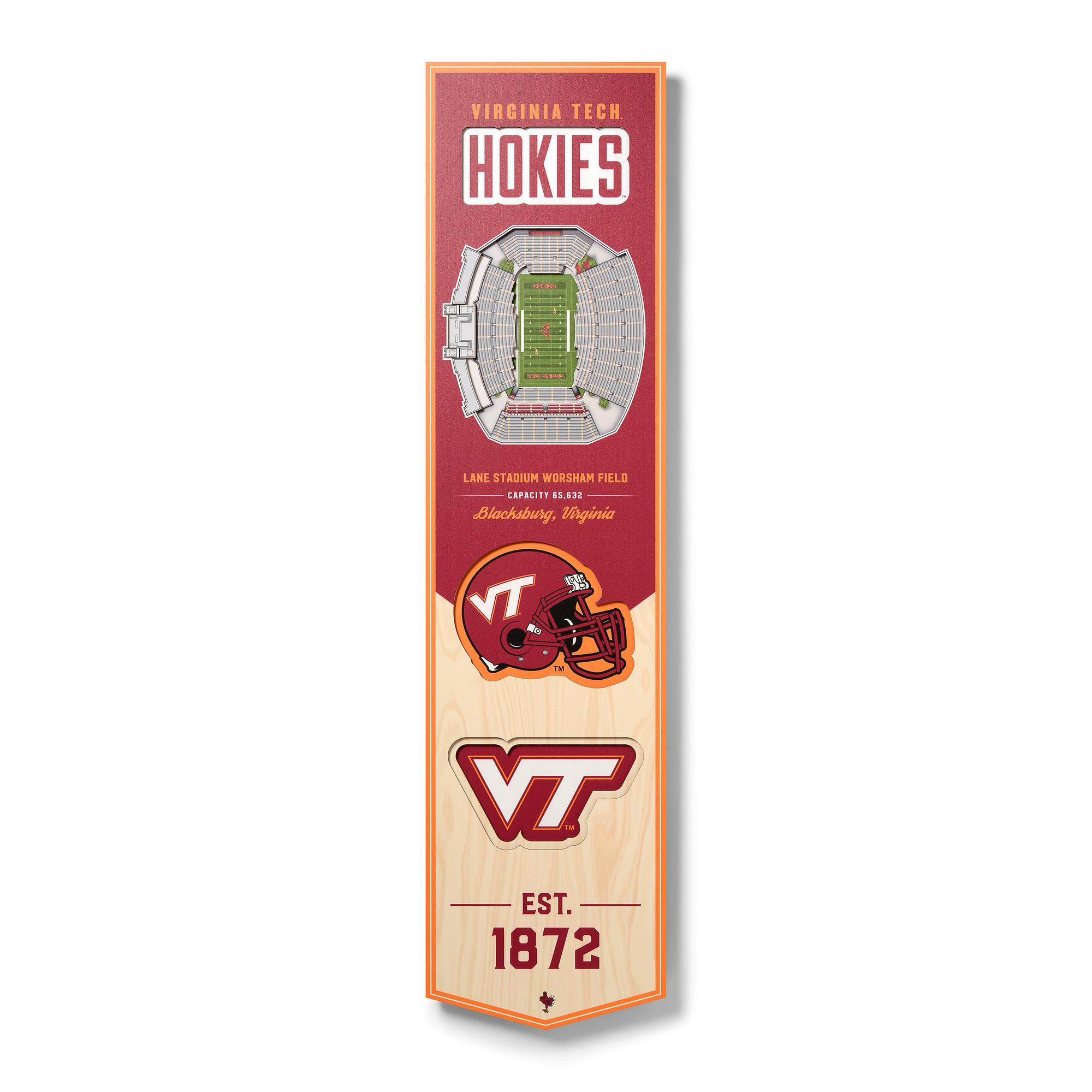 Virginia Tech Hokies 3D Stadium 8x32 Banner