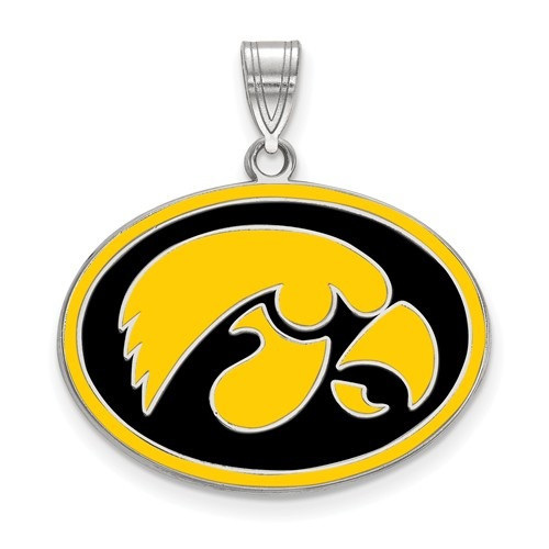 Iowa Hawkeyes Sterling Silver Enamel Pendant