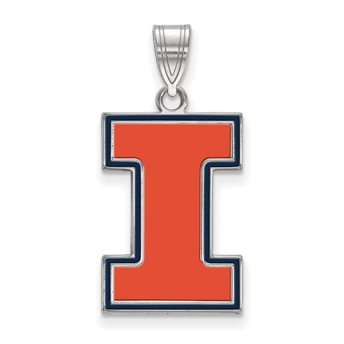 Illinois Fighting Illini I Sterling Silver Enamel Pendant