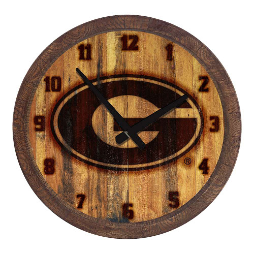 Georgia Bulldogs: Branded Faux Barrel Top Wall Clock