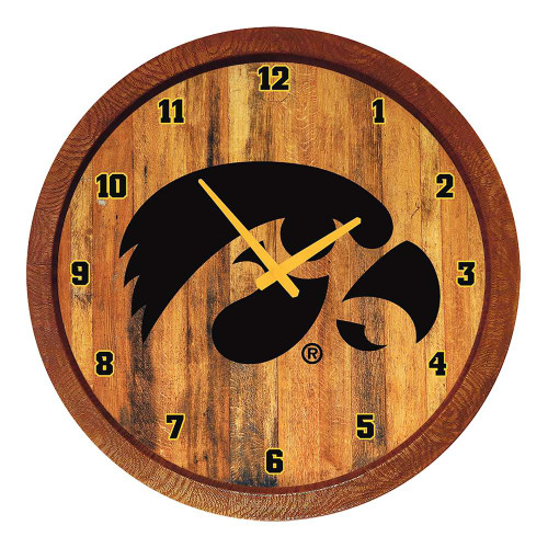 Iowa Hawkeyes: Faux Barrel Top Wall Clock