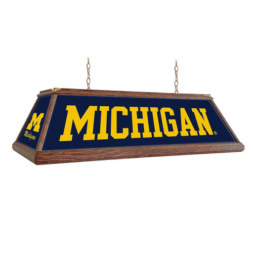 Michigan Wolverines: Premium Wood Pool Table Light - Blue