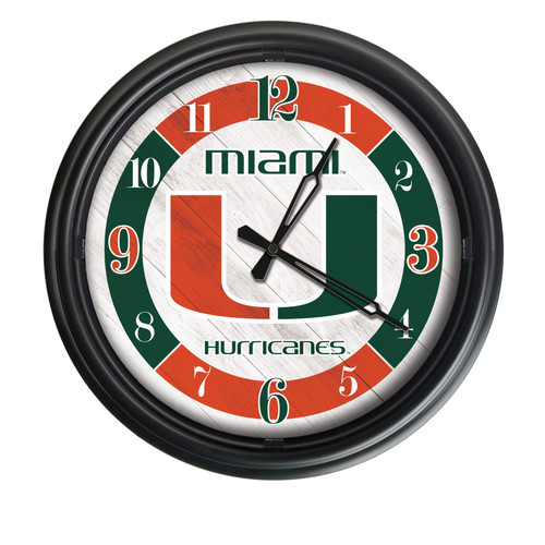 Miami Hurricanes Indoor/Outdoor LED Wall Clock