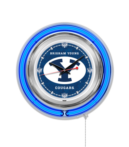 BYU Cougars Double Neon Wall Clock