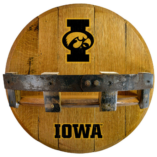Iowa Hawkeyes Oak Barrel Shelf