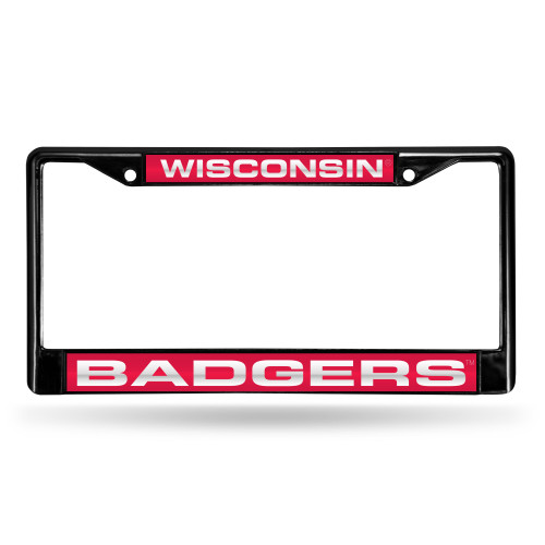 Wisconsin Badgers Black Laser Cut Chrome Frame