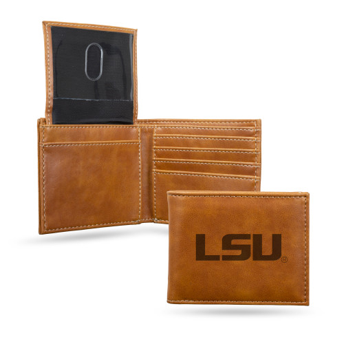 LSU Tigers Brown Laser Engraved Bill-fold Wallet