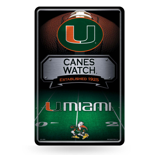 Miami Hurricanes metal home decor sign