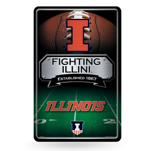 Illinois Fighting Illini metal home decor sign