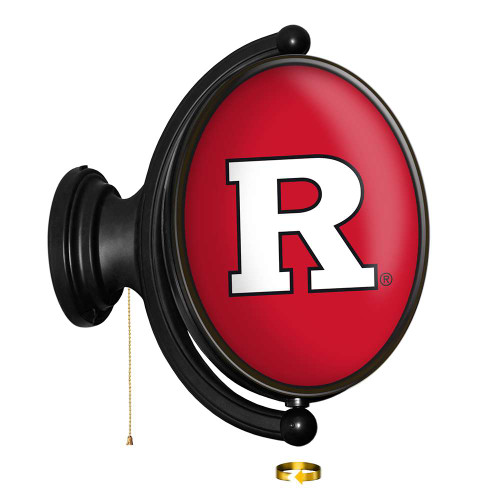 Rutgers Scarlet Knights: Original Oval Rotating Lighted Wall Sign - Scarlet