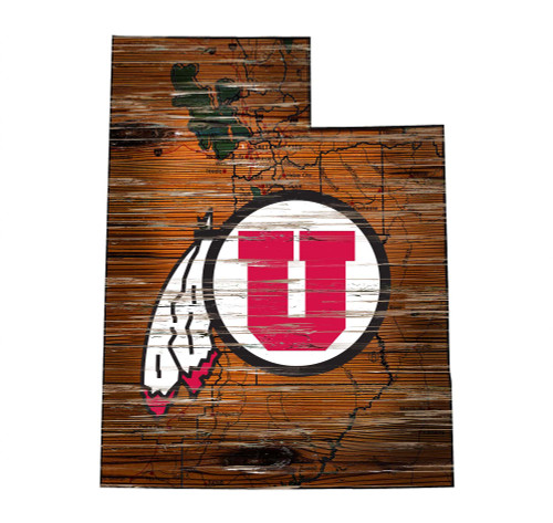 Utah Utes Distressed State Wall Art