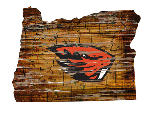 Oregon State Beavers Distressed State Wall Art