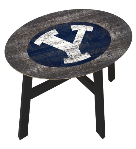 BYU Cougars Distressed Wood Side Table