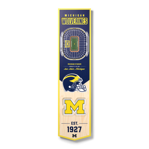 Michigan Wolverines 3D Stadium 8x32 Banner