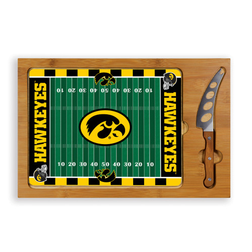 Iowa Hawkeyes Icon Glass Top Cutting Board & Knife Set