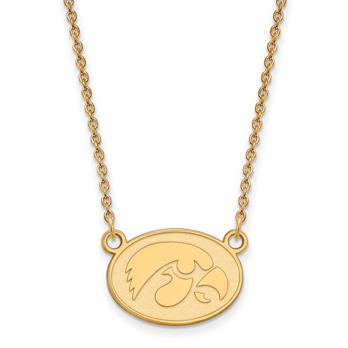 Iowa Hawkeyes 14K Gold Oval Pendant Necklace