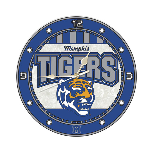 Memphis Tigers 12in Art Glass Clock